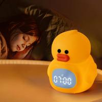 China Portable LED Duck Alarm Clock With Night Light Rechargeable And Remote Controlled For Baby Kids for sale