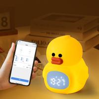 China Portable LED Duck Alarm Clock With Night Light Rechargeable And Remote Controlled For Baby Kids for sale