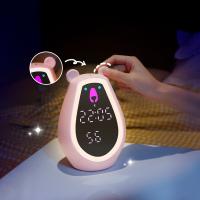 China Bear Alarm Clock Kids Mini Night Light Adjustable Brightness Voice-Activated Wake Battery-Powered for sale