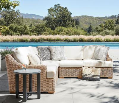 China Natural Looking Outdoor Round Wicker Corner Lounge Set. Huntington SN-2654 for sale