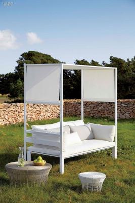 China Outdoor Lounge Sofa Bed Aluminum Couch with Canopy. Derek Sunbed Shade SN-2689 for sale