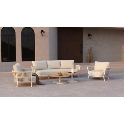 China Cream Rope Weave Patio Sofa with Teak Coffee Table. Bretty SN-2671 for sale