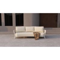 China Cream Rope Weave Patio Sofa with Teak Coffee Table. Bretty SN-2671 for sale