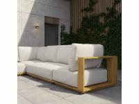 China Corner Lounge Set Aluminum in Teak Finish Outdoor Sectional Sofa. Parlo SN-2675 for sale