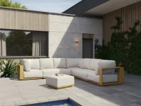 China Corner Lounge Set Aluminum in Teak Finish Outdoor Sectional Sofa. Parlo SN-2675 for sale