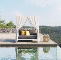 China Leisure Outdoor Beach Sunbed Furniture Aluminum Daybed with Curtain by Rope Woven. SN-2697 for sale