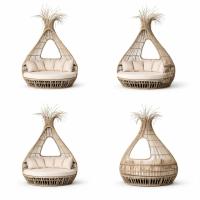 China Indonesia Handcraft Outdoor Large Daybed Pear Shape Rattan Daybed. SN-2699 for sale