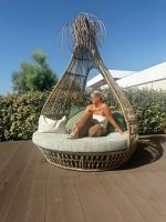 China Indonesia Handcraft Outdoor Large Daybed Pear Shape Rattan Daybed. SN-2699 for sale