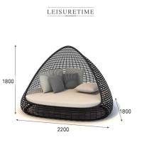 China Hotel Swimming Pool Sunbed Half Round Rattan Daybed with Canopy. Skyblue SN-26102 for sale