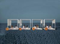 China Leisure Design Outdoor Canopy Daybed Aluminum Beach Sunbed with Curtain. SN-26103 for sale