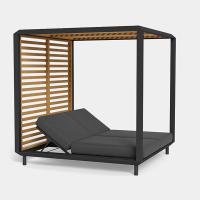 China Outdoor Teak Cabana Aluminum Sunbed for Outdoor Hotel Villa Use. Mountain SN-26104 for sale