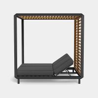 China Outdoor Teak Cabana Aluminum Sunbed for Outdoor Hotel Villa Use. Mountain SN-26104 for sale