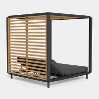 China Outdoor Teak Cabana Aluminum Sunbed for Outdoor Hotel Villa Use. Mountain SN-26104 for sale