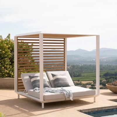 China Outdoor Teak Cabana Aluminum Sunbed for Outdoor Hotel Villa Use. Mountain SN-26104 for sale