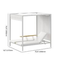China Beach Furniture White Aluminum Sunbed with Curtain. Walnut SN-26108 for sale