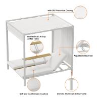 China Beach Furniture White Aluminum Sunbed with Curtain. Walnut SN-26108 for sale