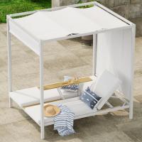 China Beach Furniture White Aluminum Sunbed with Curtain. Walnut SN-26108 for sale
