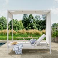 China Beach Furniture White Aluminum Sunbed with Curtain. Walnut SN-26108 for sale
