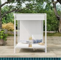 China Beach Furniture White Aluminum Sunbed with Curtain. Walnut SN-26108 for sale