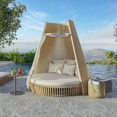 China Expensive Furniture Design Teak Outdoor Daybed with Curtain. SN-26110 for sale