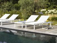 China White Sling Sun Bed with Aluminum materials Pool Lounger for Resort Hotel Pool. SN-26117 for sale