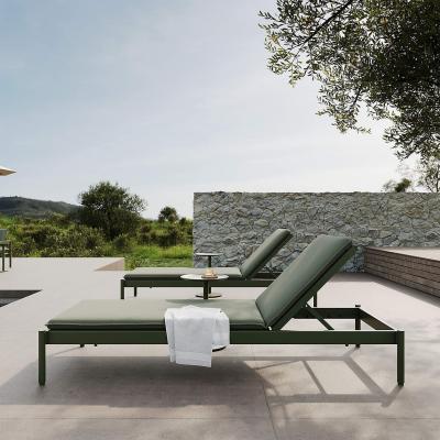 China Stackable Aluminum Sun Lounger with Green Powder Coated for Swimming Pool . Olive SN-26121 for sale
