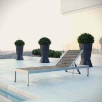 China Metal Frame No Rust Plastic Wood Outdoor Chaise Lounge for Beach Poolside. Sliver SN-26123 for sale