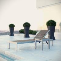 China Metal Frame No Rust Plastic Wood Outdoor Chaise Lounge for Beach Poolside. Sliver SN-26123 for sale