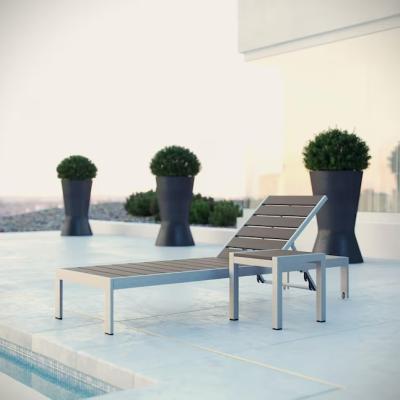China Metal Frame No Rust Plastic Wood Outdoor Chaise Lounge for Beach Poolside. Sliver SN-26123 for sale