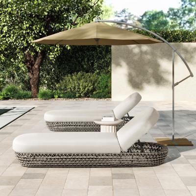 China Leisure Style Outdoor Furniture PE Rattan Woven Sun Lounger with Umbrella. Gorden SN-26125 for sale