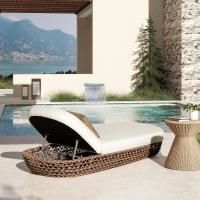 China Leisure Style Outdoor Furniture PE Rattan Woven Sun Lounger with Umbrella. Gorden SN-26125 for sale