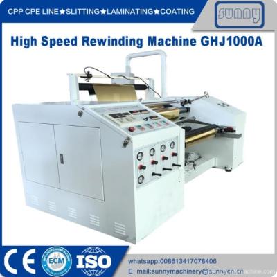 China High Speed Plastic Film Rewinder Machine with Flat Knife Slitting for sale