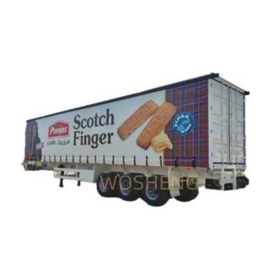 China Wosheng 3 Axles 40/45ft PVC Waterproof Side Curtain Semi Trailer for Sliding Truck for sale