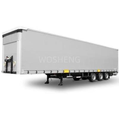 China Truck Trailer Wosheng 3 Axles 40ft 45ft PVC Curtain Side Semi Trailer for Heavy Loads for sale