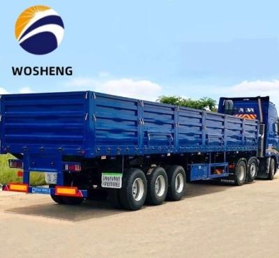 China Fence Type Flatbed Semi Trailer with Drop Side Board Side Wall and Air Bag Suspension for sale