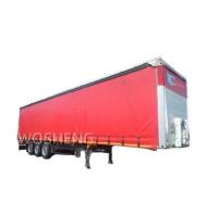 China Truck 40-50ton 3 Axles 40ft 45ft Red Curtain Side Sliding Semi-Trailer with PVC Tarpaulin for sale