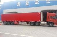 China Truck 40-50ton 3 Axles 40ft 45ft Red Curtain Side Sliding Semi-Trailer with PVC Tarpaulin for sale