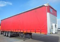 China Truck 40-50ton 3 Axles 40ft 45ft Red Curtain Side Sliding Semi-Trailer with PVC Tarpaulin for sale