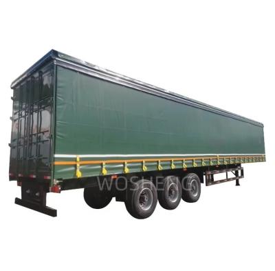 China 40ft 45ft PVC Curtain Sider Semi Trailer Side Curtain Sliding Truck Trailers Wosheng for sale