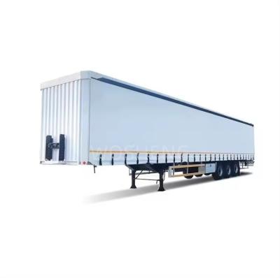 China 40-50 Ton 3 Axles White 40ft 45ft PVC Curtain Side Truck Semi Trailer for Truck Trailer for sale