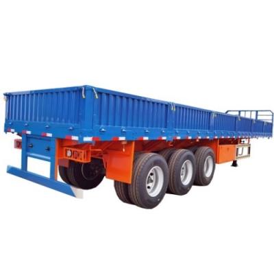 China 40-100 Ton 3 Axles Dropside Sidewall Semi Trailer for Heavy Duty Cargo Transportation for sale