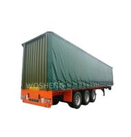 China Semi-Trailer Wosheng Durable 3 Axles Green 40ft 45ft PVC Curtain Sider Truck Delivery for sale