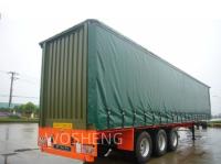 China Semi-Trailer Wosheng Durable 3 Axles Green 40ft 45ft PVC Curtain Sider Truck Delivery for sale