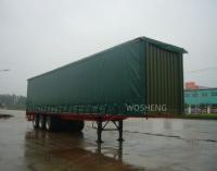China Semi-Trailer Wosheng Durable 3 Axles Green 40ft 45ft PVC Curtain Sider Truck Delivery for sale