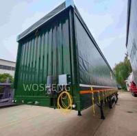 China Semi-Trailer Wosheng Durable 3 Axles Green 40ft 45ft PVC Curtain Sider Truck Delivery for sale