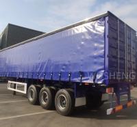 China WABCO-ABS Brake Equipped 3 Axles 40ft 45ft Blue Curtain Side Semi Trailer by Wosheng for sale