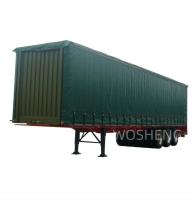 China Wosheng 3 Axles Green 40ft 45ft PVC Curtain Side Semi Trailer 13T 16T BPW/FUWA Axle for sale