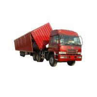 China Mechanical Suspension 45 cubic meter side dump trailer bulk cargo transport trailer for sale