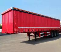 China Tri-axle 40ft 45ft Curtain Side Tarpaulin Fabric Semi Trailer for Heavy Duty Hauling for sale