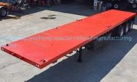 China Main Beam Height 0.5m 3 Axle Flatbed Semi Trailer for 20FT 40FT Container Transportation for sale